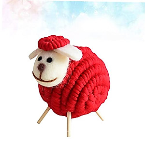 Gift for Kids Xmas Sheep Ornament Miniature Decoration Mini Landscape Decoration Mini Lamb Figure Toy Mini Plush Lamb Plush Sheep Figurine Xmas Ornament Christmas Filler Wooden