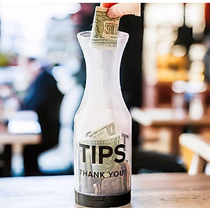 Tip Jar for bartenders and restaurants | Clear SAN plastic Tips carafe/Jars for money | 10-inch large cool tips container for restaurants, bars, cafes, and pizzerias. GEEX DEPOT (1)