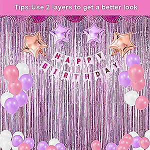 3 Pack Fringe Curtains Party Decorations,Tinsel Backdrop Curtains for Parties,Photo Booth Wedding Graduations Birthday Christmas Event Party Supplies (Pink)