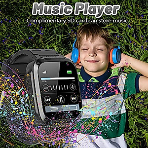 Kids Game Smart Watch for Boys Girls 3-12 Years Toys with 16 Puzzle Games Pedometer Dual Camera Video Music Player Touchscreen Alarm Clock DIY Wallpaper Children Watches Birthday Gift