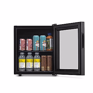 NewAir Beverage Fridge and Cooler with Reversible Glass Door, 60 Can Freestanding Mini Fridge in Black with Door Alarm, Perfect for Work from Home Station, Dorms, and More