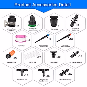 Garden Irrigation System - Drip Irrigation Kit - 42m/138ft Sprinkler System Kit Greenhouse Watering System with Adjustable Nozzle Sprinkler Sprayer & Dripper