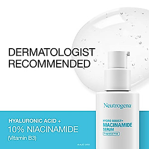 Neutrogena Multi Action Hydro Boost+10% Niacinamide Face Serum, Hydrating Face Serum With Vitamin B3 & Hyaluronic Acid to Improve Uneven Tone & Dull Complexion, Fragrance-Free,10% Niacinamide,1 fl.oz