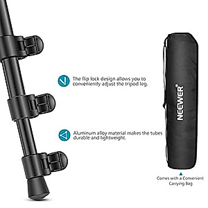 Neewer 2-in-1 Aluminum Alloy Camera Tripod Monopod 71.2"/181 cm with 1/4 and 3/8 inch Screws Fluid Drag Pan Head and Carry Bag for Nikon Canon DSLR Cameras Video Camcorders Load up to 17.6 pounds
