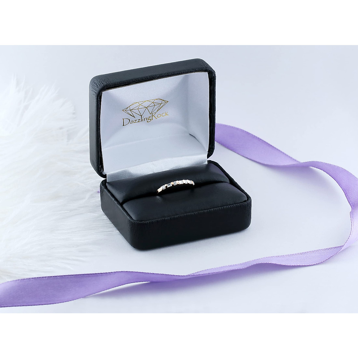 Dazzlingrock Collection 0.20 Carat (Cttw) Round & Baguette White Alternate Diamond Wedding Band for Women in 14K White Gold, Size 7