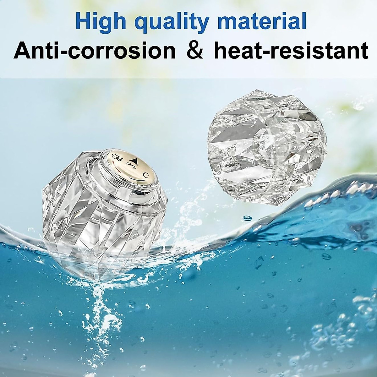 Replacement Single Clear Knob Faucet Handle Fit for Delta RP2391 with Offset Hole for Shower/Tub 2-1/2" x 2-1/8" Clear Acrylic Finish