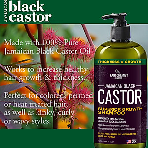 Hair Chemist Superior Growth Jamaican Black Castor Shampoo 33.8 oz. - Sulfate Free Shampoo made with Natural Ingredients