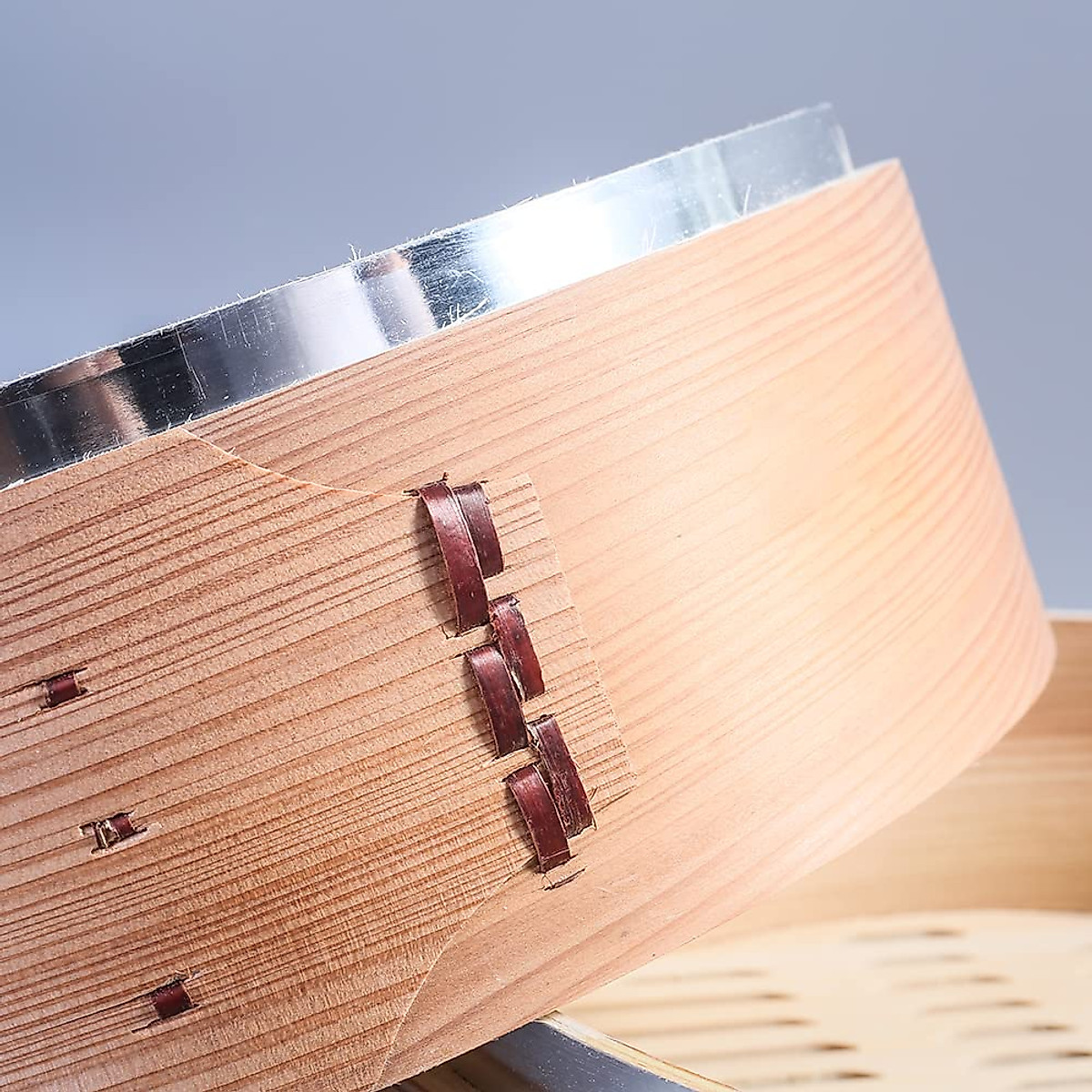 Dasoguy Deepen 10.2 Inch Handmade Wood Steamer with Stainless Steel Rings, 2 Tiers Steam Basket for Dumpling Dim Sum Bun Rice Chinese Food, Present 2 Cotton Liners