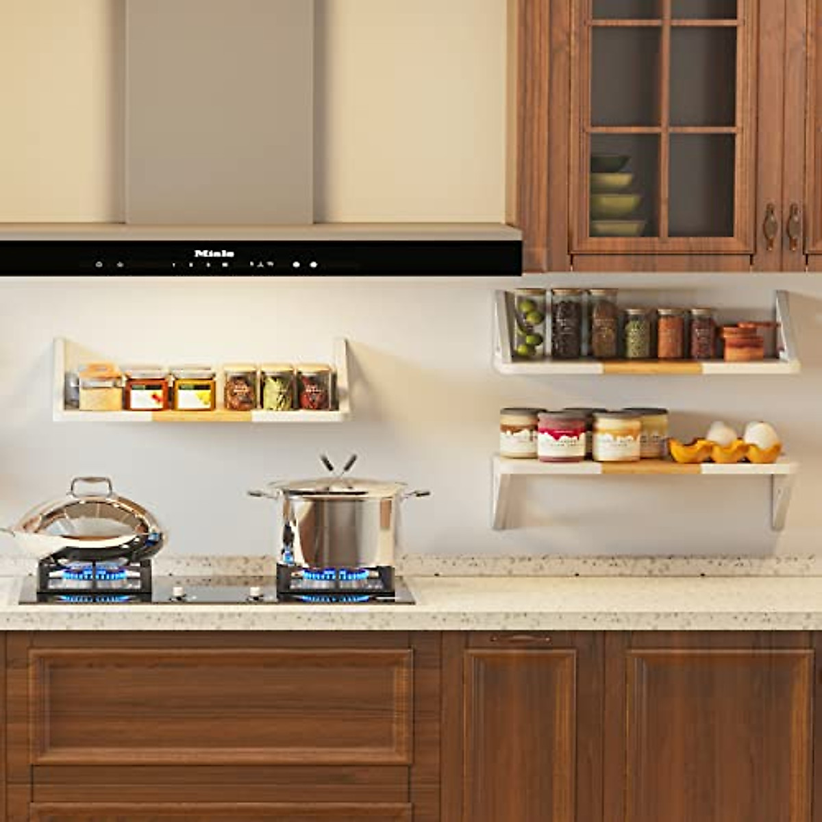 MARTY Wall Floating Shelves Wood White 24 inch Set of 2 Wall Storage for Bedroom Bathroom Wall Mounted Shelves Book Shef Bracket Hanging Corner Shelf Decor for Living Room Office Kitchen