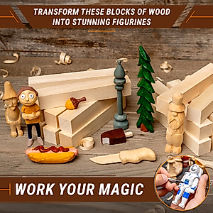 BeaverCraft BW16 pcs Basswood Carving Blocks Carving Wood Whittling Wood Bass to Carve Soft Wood Carving Kit for Beginners Block of Wood for Crafts Unfinished Wood Blocks Wooden Block Set