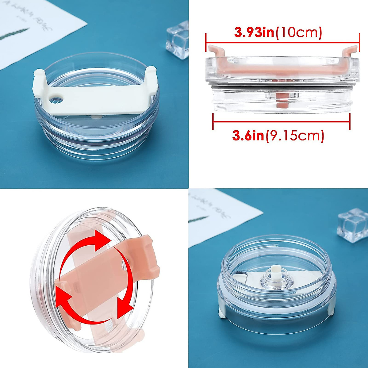 ZEJAVIC 2 pack 40 OZ Tumbler Lid Compatible for Stanley Adventure Quencher Travel Tumbler Cup, Spill Proof Splash Resistant Tumbler Covers for Stanley (Pink)