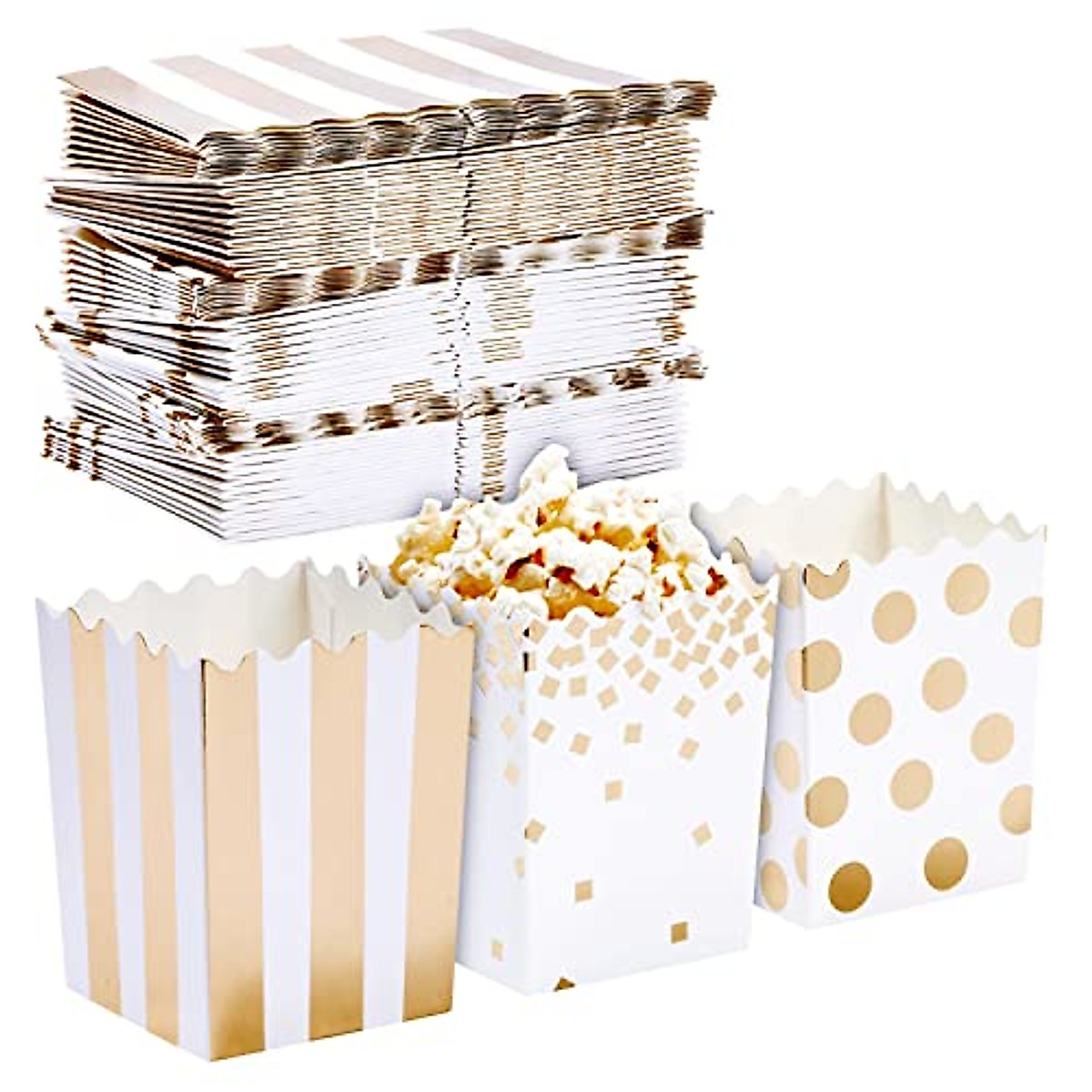 Juvale 60 Pack Mini Popcorn Boxes for Party, Gold Popcorn Containers for Movie Night Decorations (3 x 4 In)