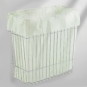 mDesign Metal Wall Mount Kitchen Storage Organizer Basket Bin/Trash Can - For Bags, Tin Foil, Wax Paper, Saran Wrap - Hardware Included - Solid Steel - Chrome