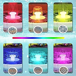 Solar Fountain Built-in Rechargeable Battery, 1.5W Solar Water Pump with 6 Nozzles, Dustproof and Waterproof IP68 Free Shanding Floating Solar Fountain for Bird Bath, Garden, Pond, Pool