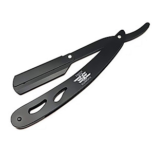 Men's Professional Black Steel Barber Men’s Folding Razor Knife Straight Edge Barbershop Razor Blade