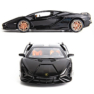 WAKAKAC Model Car Compatible for 1/24 Scale Sian FKP37 Toy Car Collectible Toy Vehicle Pull Back with Light and Sound Toy Car for Boys Adults Girl Gift(Black)