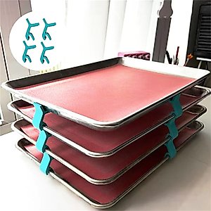 Baking Sheet Stacking Clips, Cookie Baking Sheet Stacker, Space-Saving Sheet Pan Stacking Clips, Reusable Trays Stacking Holder, Universal Layered Baking Tray Stackers for Freeze Dryer Trays (20pcs)