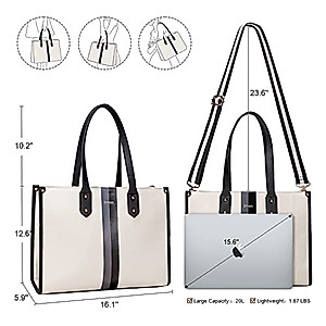 ESTARER Laptop Tote Bag for Women, 15.6 Inch Laptop Bag Water-resistant Canvas Work Bag, Casual Shoulder Bag Handbag Briefcase Purse for Office/College/Travel