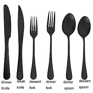 puzhlerMatte black 8-piece 304 Stainless Steel Salad Forks Dessert Forks Set, Dishwasher Safe, 6.7 Inches