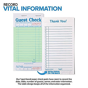 Stock Your Home Green Guest Check Books for Servers (10 Pack) Server Note Pads, Waiter Checkbook, Food Receipt Book, Restaurant Order Pad, Paper Checks, Waitress Accessories, 500 Total Tickets