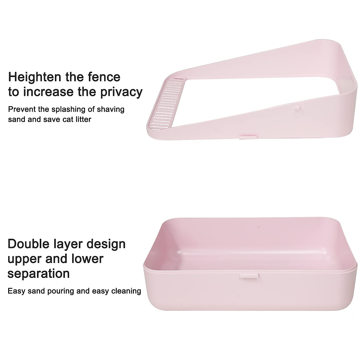 Sfozstra Open Prevent Sand Leakage, Durable High Side Sifting Litter Box for Small Cats,Secure and Odor , Removable Litter Box, Easy to Clean (Pink Small)
