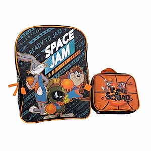Space Jam Deluxe Full Size 16 Inch Backpack with Detachable Lunch Bag