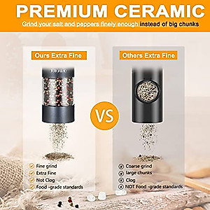 JUKAMO Automatic USB Electric Salt and Pepper Grinder Set, Rechargeable Salt and Pepper Shakers Light up Large Capacity SKY Grey