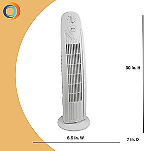 Comfort Zone CZTF329WT 29” 3-Speed Oscillating Tower Fan, High-Performance Centrifugal Blades with Space Saving Design, Perfect for Office, Desk or Dorm Room, White