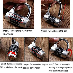 Padlock 5 Letter Word Lock,5 Digit Combination Lock,Gym Locker Lock,Safety Padlock for School Gym Locker,Sports Locker,Fence,Toolbox,Hasp Cabinet Storage (Blue)