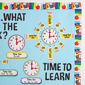 Eureka 'Telling Time' Bulletin Board Analog Clock Practice, 4pc, 17'' W x 24'' L, Model Number: 847423-AWZM