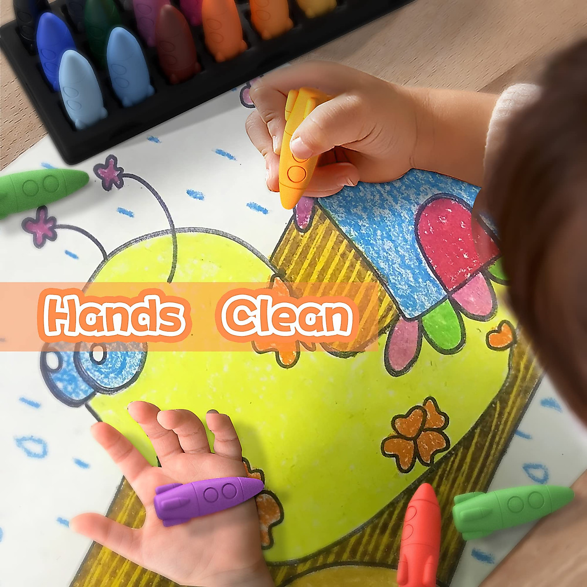 MASSRT 24 Colors Space Crayons for Toddlers Age 1-3, Non-toxic Mess Free Unbreakable Crayon Gifts, Easy to Hold Washable Crayons, Safe Coloring Gifts for Babies and Children