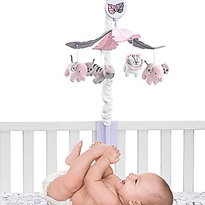 Lambs & Ivy Happy Jungle Musical Baby Crib Mobile Safari Animals Soother Toy