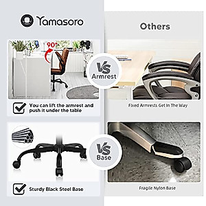 YAMASORO Modern Home Office Desk Chairs Leather Office Chair with Wheels Swivel Rolling Chair Mid-Back Task Chair for Adults,Brown