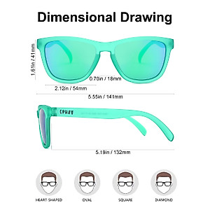 EPHIU Square Sports Polarized Sunglasses for Women and Men Mirror Lens Beach Sunglasses No Bounce No Slip for Running Cycling Fishing