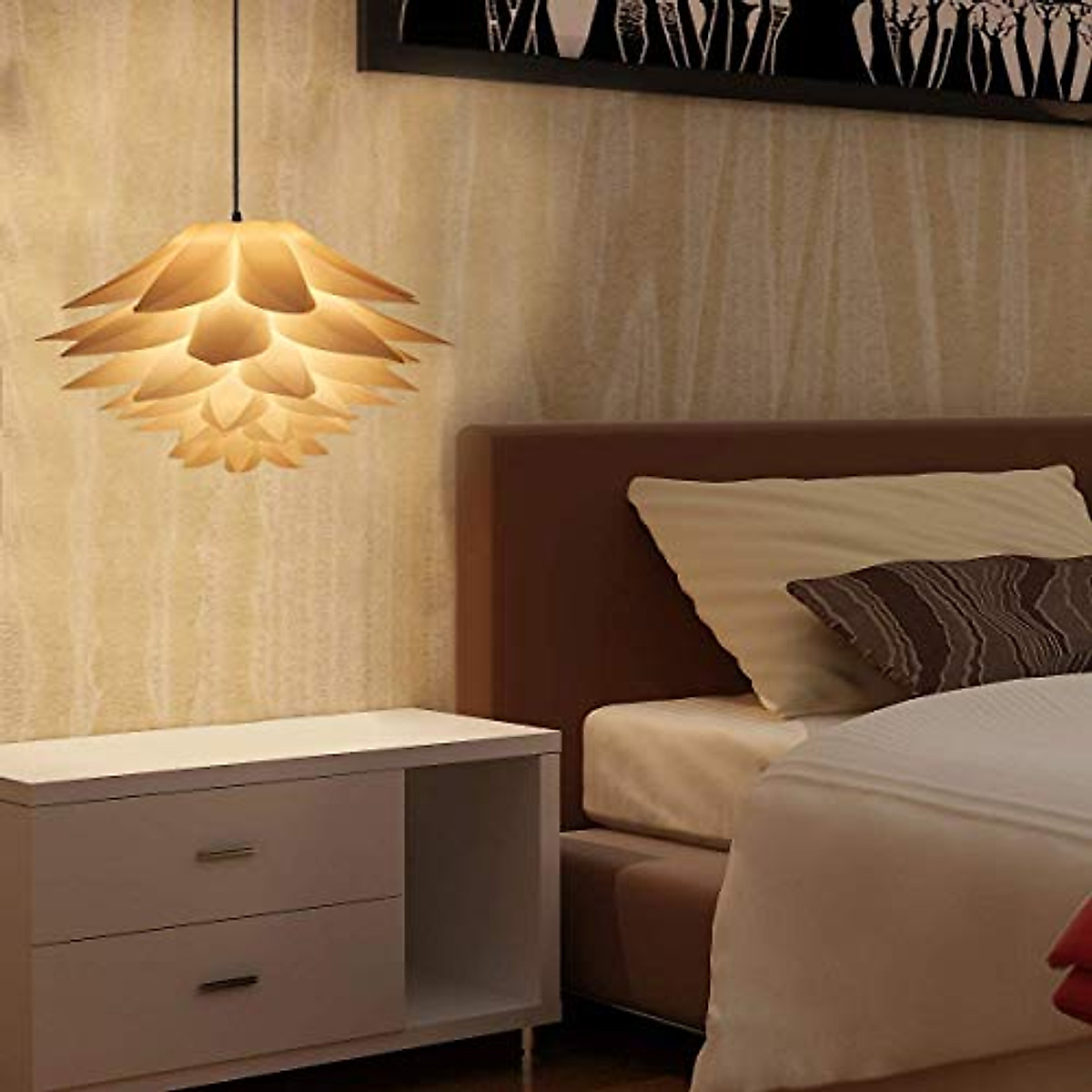DIY Kit Lotus Chandelier IQ PP Pendant Lampshade Suspension Ceiling Pendant Chandelier Light Shade Lamp for Holiday,Living Room,Bedroom,Study,Dining Room Decor Lighting