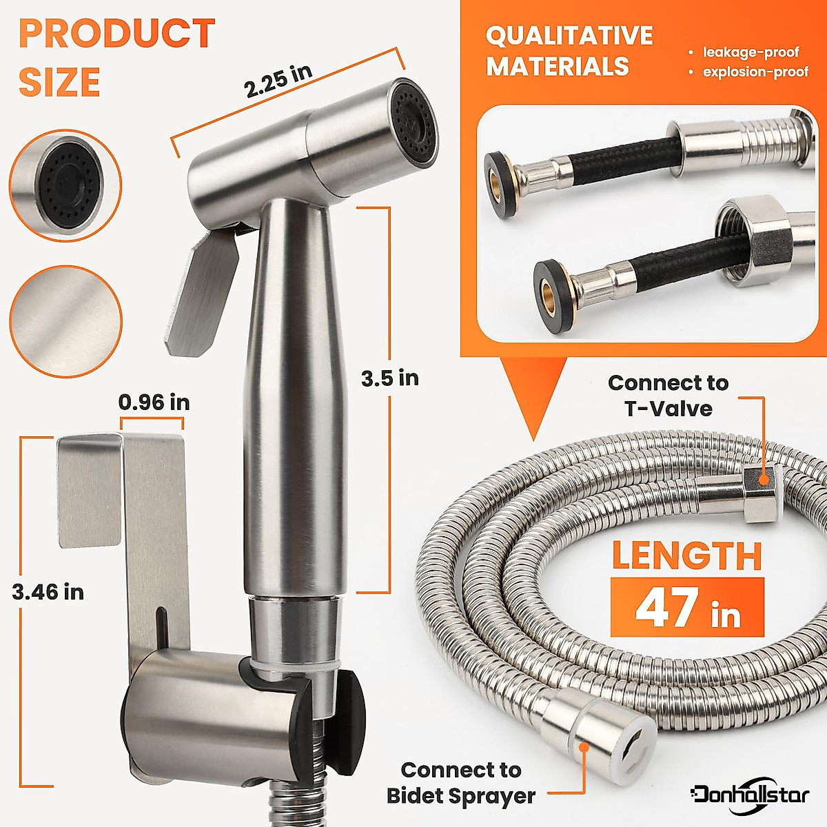 Handheld Muslim Bidet Sprayer for Toilet,Premium Stainless Steel Muslim Shower Toilet Sprayer Set for Toilet Bathroom Wall or Toilet Mount for Feminine Wash