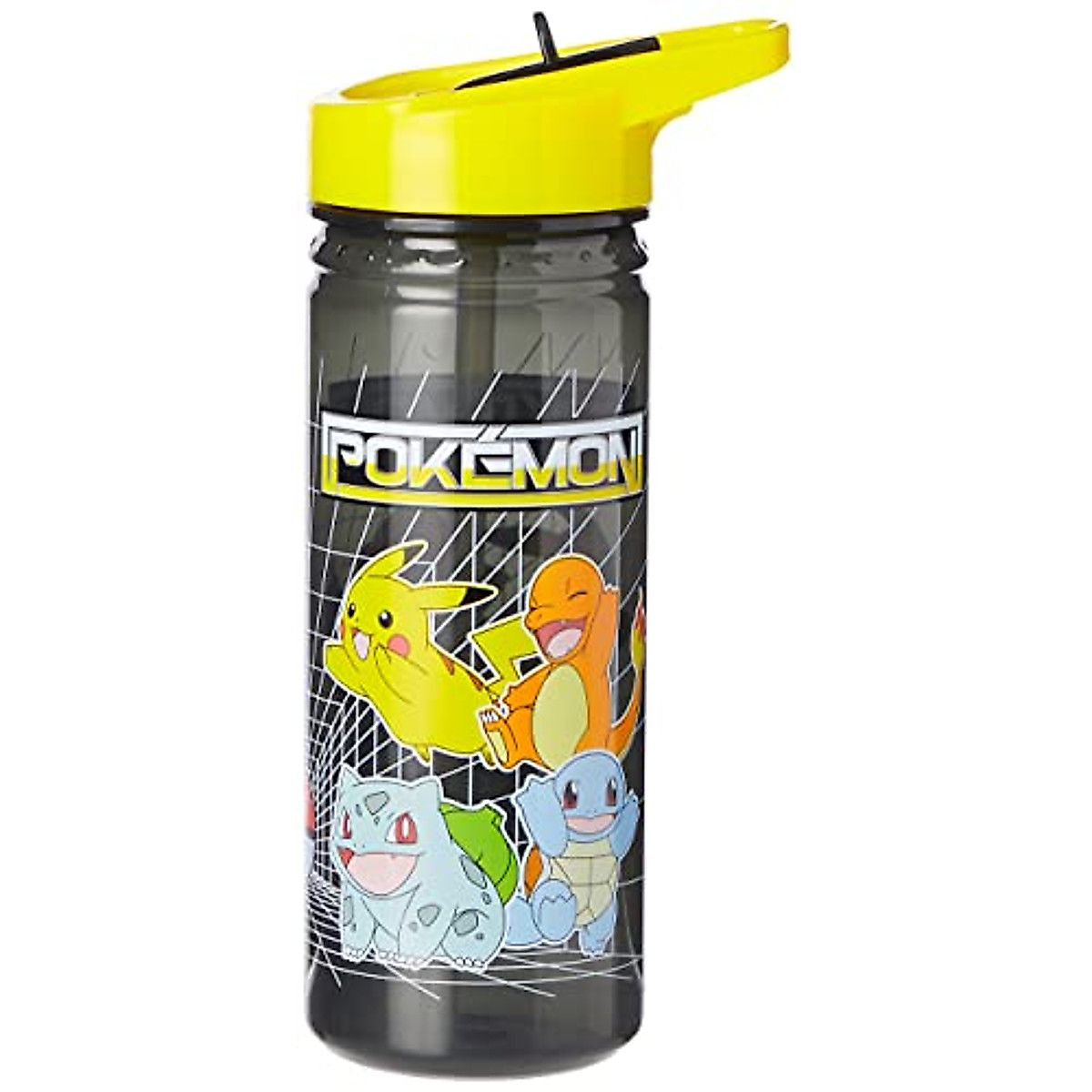 Pokemon Plastic Drinking BPA Free Water Bottle with Removable Straw, Pikachu Print, Leakproof Lid, Reusable, Lightweight, Durable Perfect for Kids & Adults-600ml, Multi, One Size