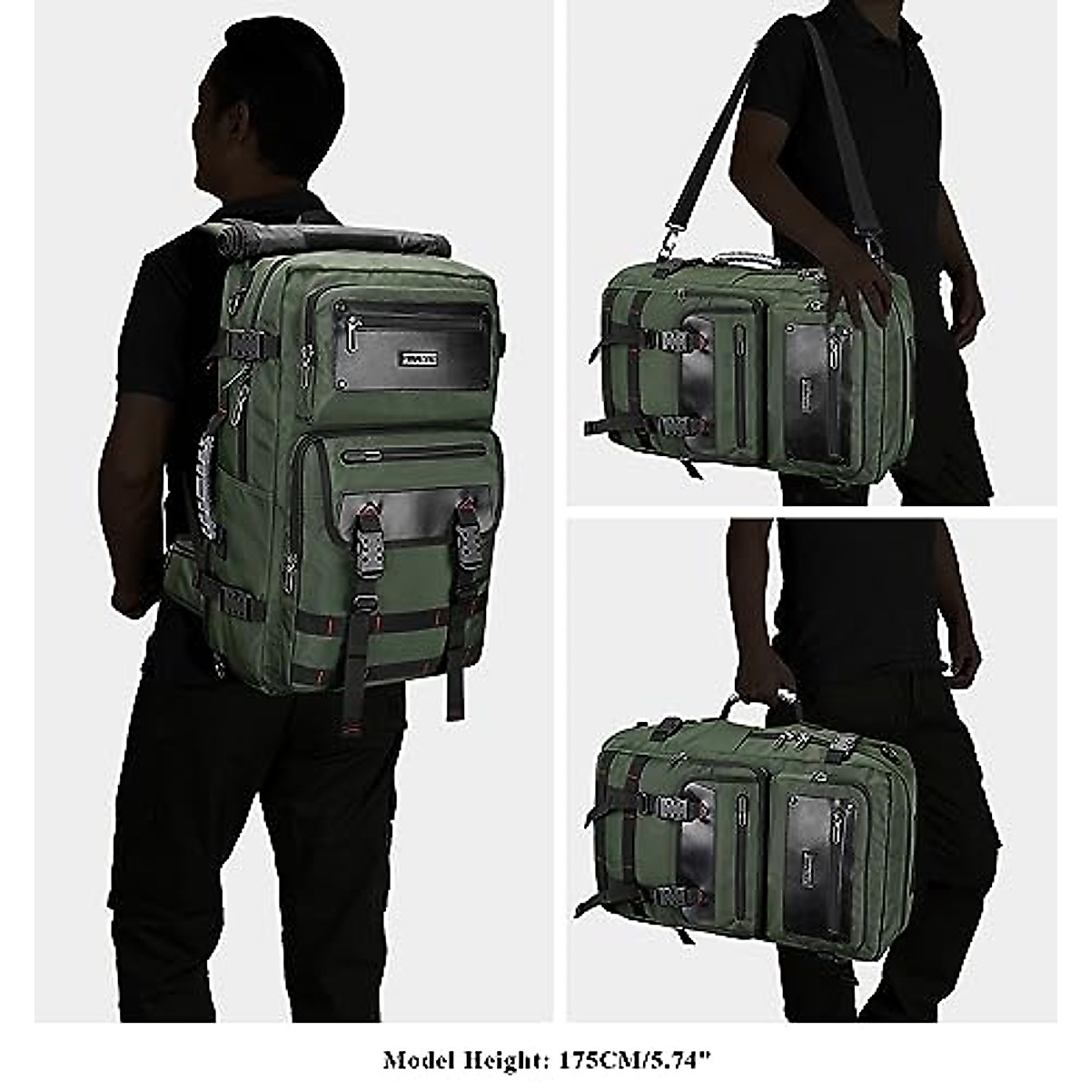 WITZMAN Carry On Travel Backpack for Men Duffle Bags Fit 17 Inch Laptop Airline Approved Laptop Backpack(B685 Army Green)