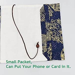 PUPUZAO Book Sleeve Cover ( Flowers & Cranes in Dark Blue )| Hard Books Cover A5(8-1/4''x 5-13/16'') for Paperback,Washable Fabric,Fits Thickness Adjustable