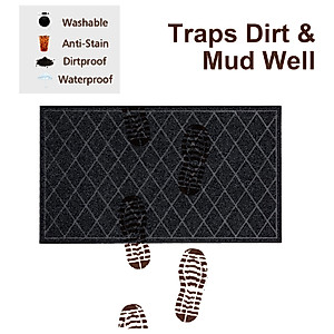 2 Pack Front Door Mat Outdoor, Absorbent Door Mat Indoor 30x17 inches Non-Slip Entrance Shoes Off Doormat for High Traffic Areas, Waterproof & Heavy Duty & Low-Profile