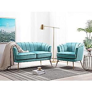 Altrobene Velvet Loveseat Couch Sofa Luxury Modern Comfy Tufted Couch Chesterfield 2 Person Couch for Living Room/Bedroom, Dark Teal