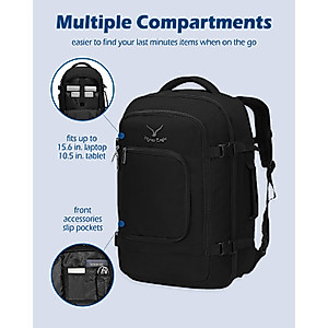 Hynes Eagle Travel Backpack 40L Flight Approved Carry on Backpack Men Large Cabin Weekender Laptop Backpack Women 15.6 inches Grey 2018