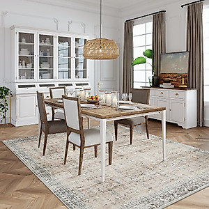 LEEVAN Washable 8x10 Rug Tan Area Rug for Living Room Non Slip Nursery Rug Dining Room Rug Soft Playroom Rug Retro Bedroom Rug for Office