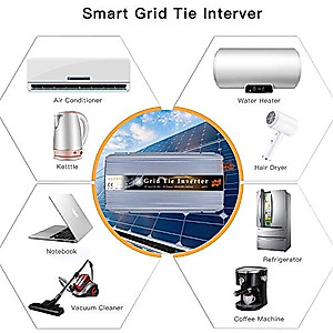 Marsrock 1300W Grid Tie Inverter 50Hz/60Hz Auto 20-50VDC to 90~140VAC Pure Sine Wave Inverter for Max 1500W Solar or Wind Power Input (Blue)