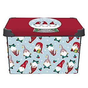 Simplify “Gnome Sweet Gnome Design Storage Bin | Christmas Tote | Holiday Décor Decorations Organizer | Lidded | Stackable | White