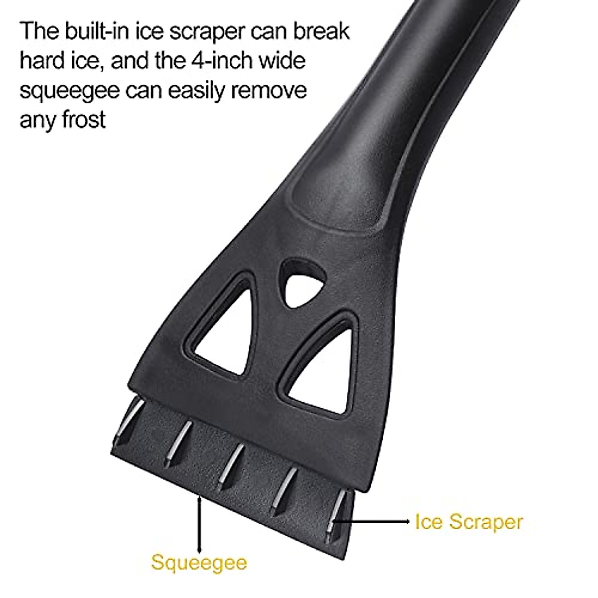 Yemei 35" Extendable Car Snow Brush with Squeegee，Brush Supports 360 Degree Rotation，Retractable Snow Shovel with Foam Grip ,for Small Car Truck SUV + Ice Scraper Yellow