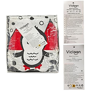 Vicloon Black and White Baby Toys, High Contrast Baby Book for Newborn 0-3 3-6 Months, Infant Tummy Time Toys, Early Education Sensory Toys, Visual Stimulation Folding Cloth Book for Boys Girls