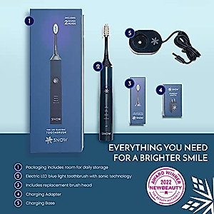 Snow LED Electric Toothbrush - Rechargeable Electronic Brush for Adults - Sonic Technology w/LED Light Whitening & Cleaning Powered w/Sonic Technology for Oral Routine - Polar Blue