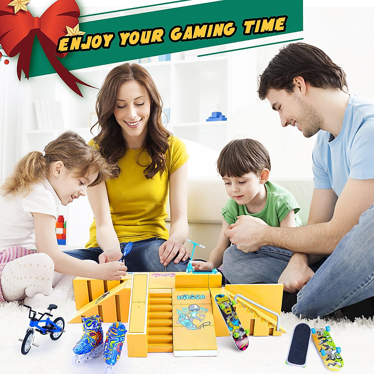 Finger Skateboard Skateparks ramp 8- in-1 kit Sets,Fingerboard Obstacles，Deck Ramps Mini Finger Skateboard Park kit, Finger Skateboards for Kids Birthday Toys etc