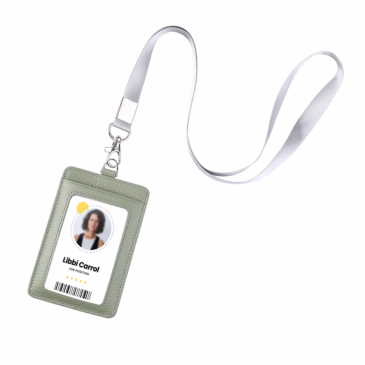 Genuine leather id badge holder with lanyard,soft leather ID Card Holder,Up to 20 colors and leather grains to choose,frommultiple card slots,vertical work name badge case